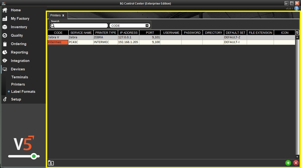 Printers - Control Center Guide, V5 Traceability