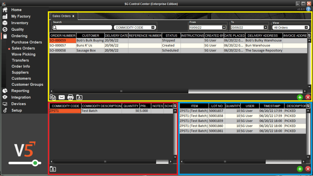 Sales Orders - Control Center Guide, V5 Traceability