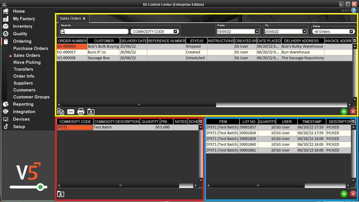 Sales Orders - Control Center Guide, V5 Traceability