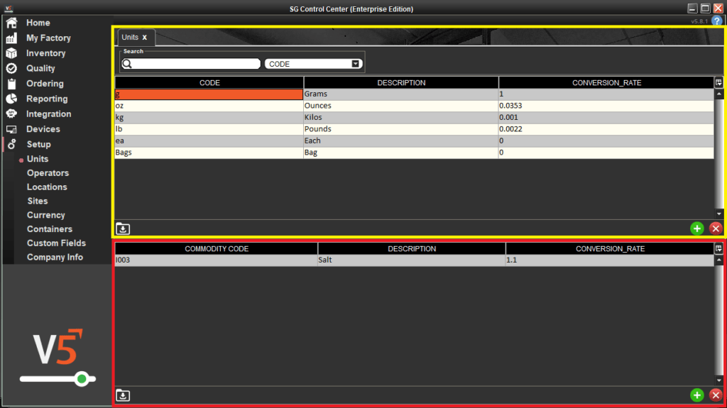 Units - Control Center Guide, V5 Traceability