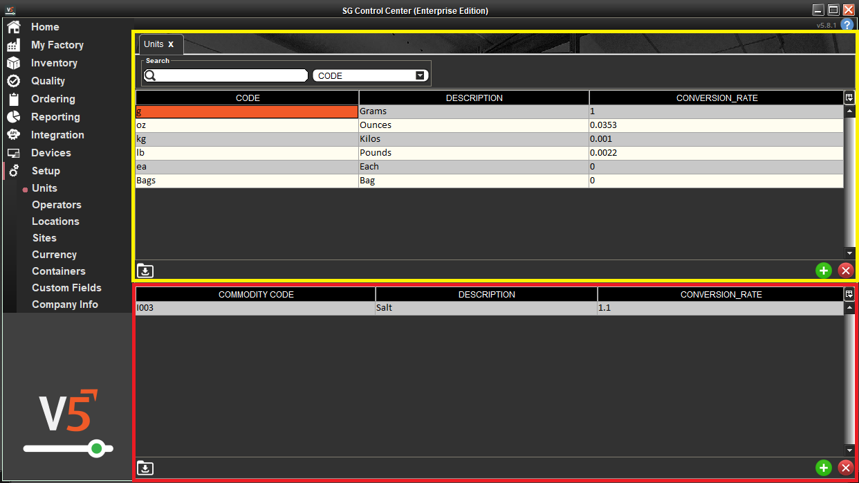 Units - Control Center Guide, V5 Traceability