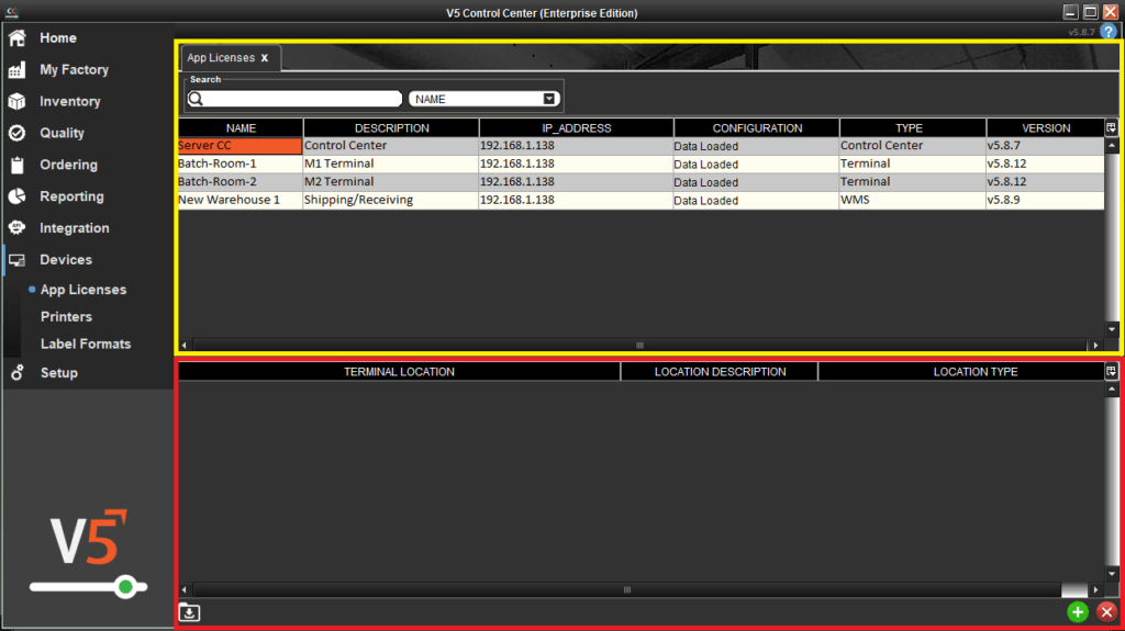 App Licenses - Control Center Guide, V5 Traceability