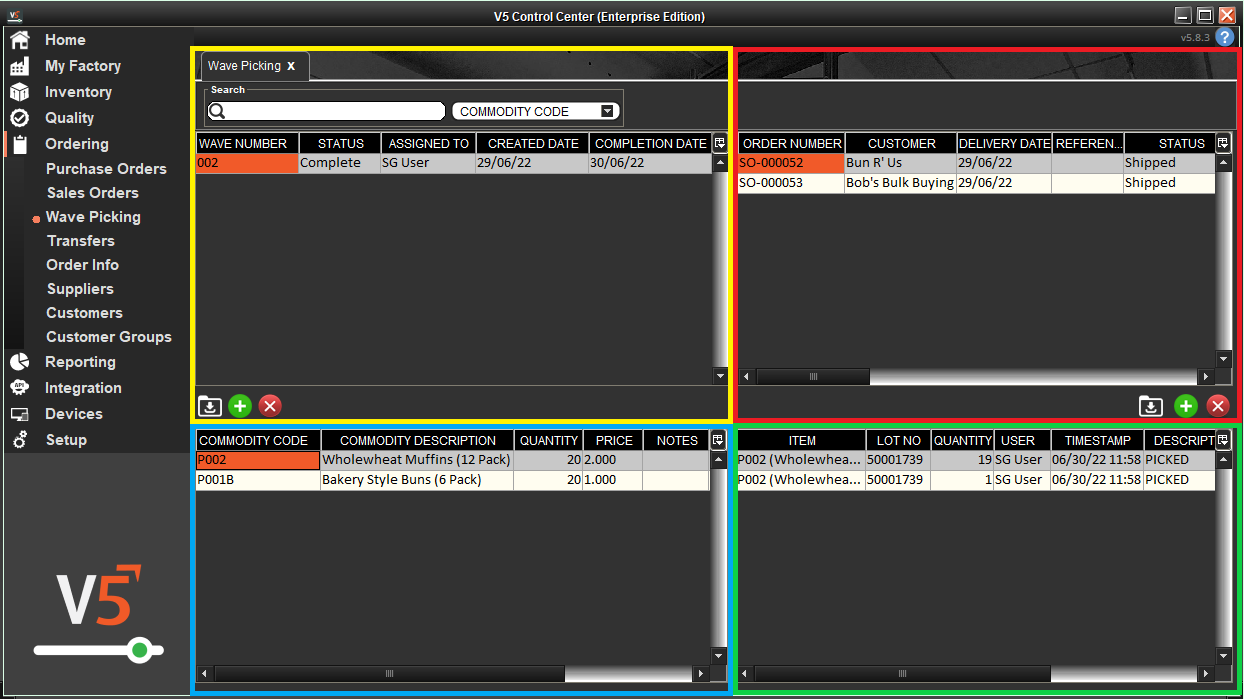 Wave Picking - Control Center Guide, V5 Traceability