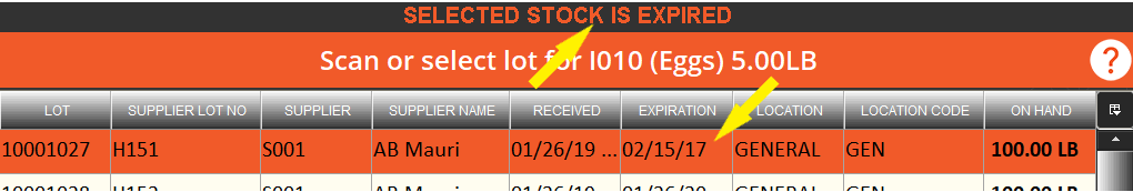 Lot Select - Terminal Guide, V5 Traceability