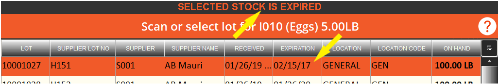 Lot Select - Terminal Guide, V5 Traceability