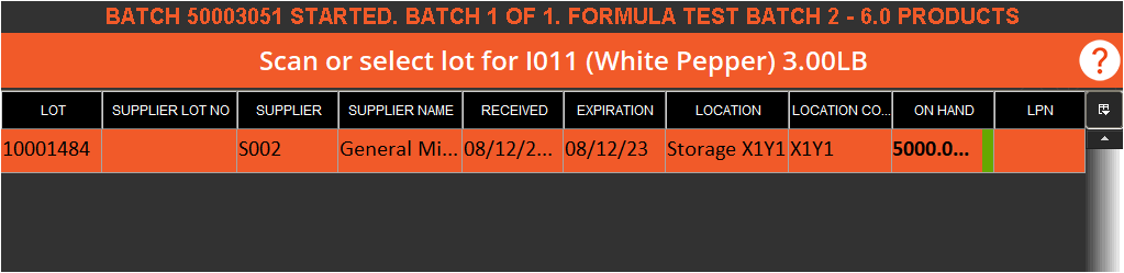 Lot Select - Terminal Guide, V5 Traceability