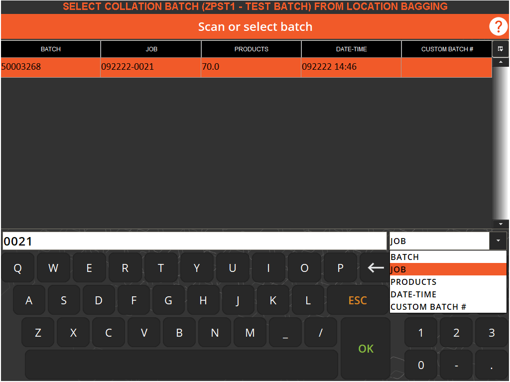 Batch Select - Terminal Guide, V5 Traceability