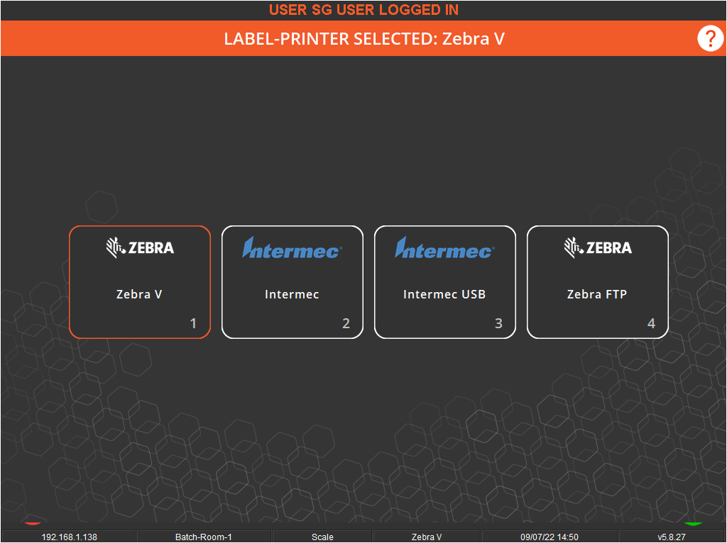 Printer Select - Terminal Guide, V5 Traceability