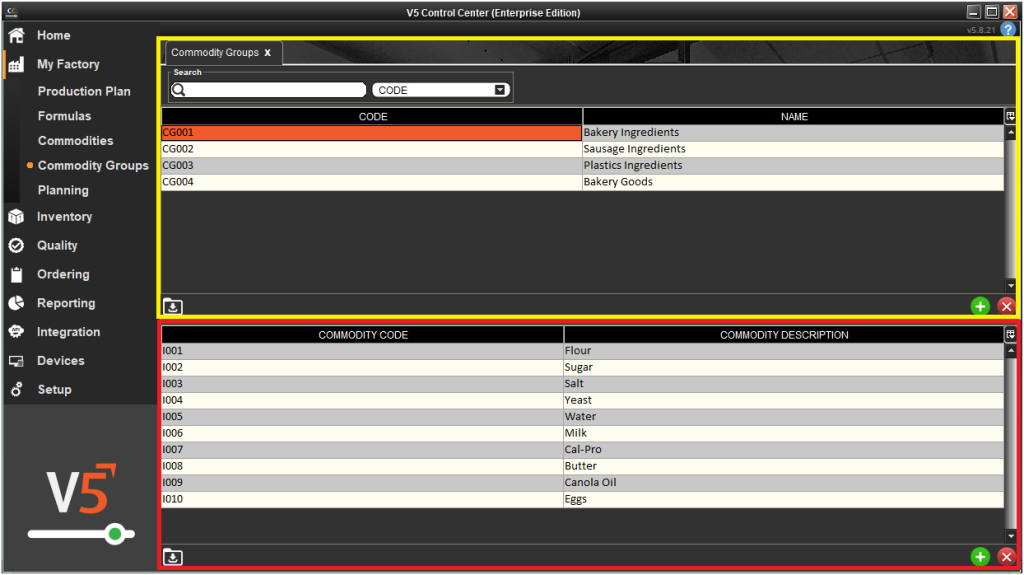 Commodity Groups - Control Center Guide, V5 Traceability