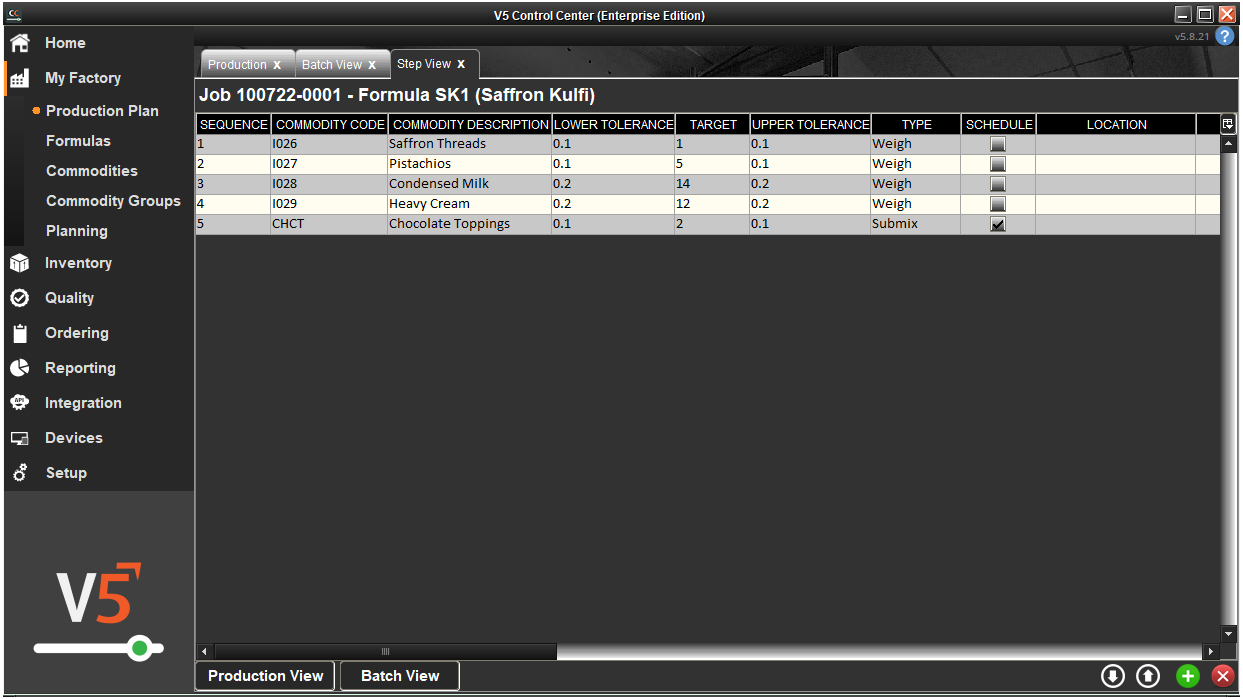 Production Plan - Control Center Guide, V5 Traceability