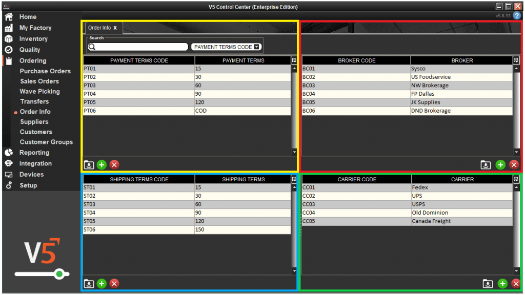 Order Info - Control Center Guide, V5 Traceability