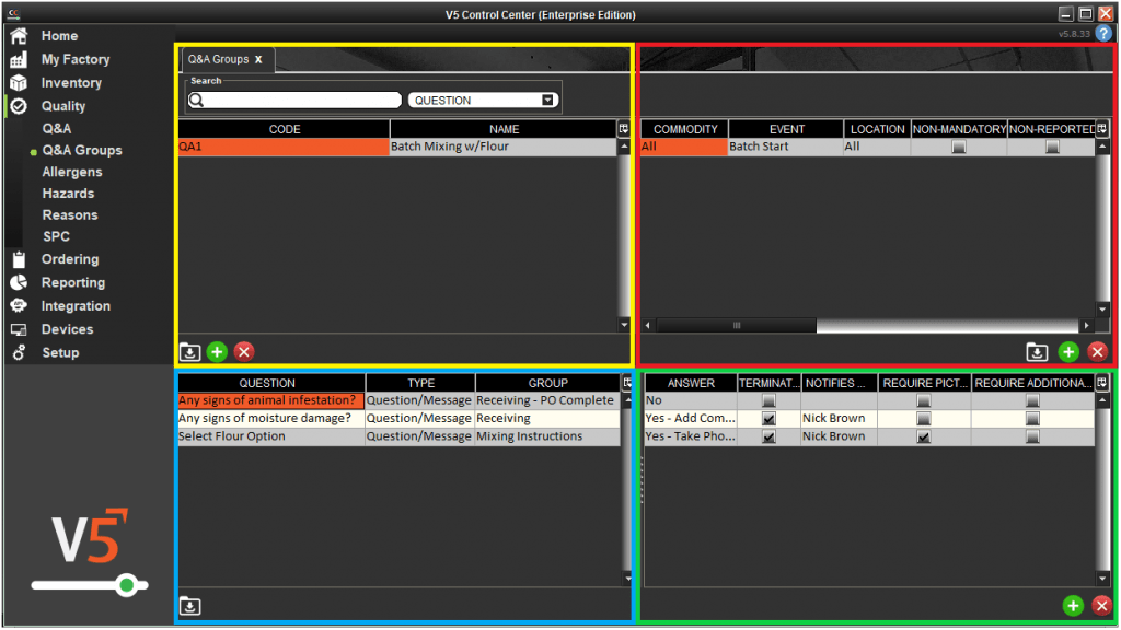 Q&A Groups - Control Center Guide, V5 Traceability