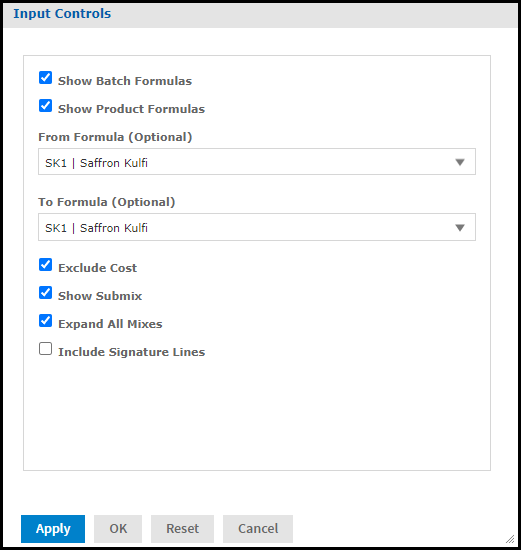 Formula List - SG Systems Global