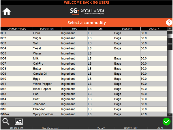 Commodity Selection - WMS Guide - SG Systems Global