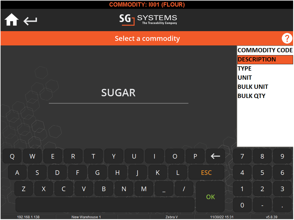 Commodity Selection - WMS Guide - SG Systems Global