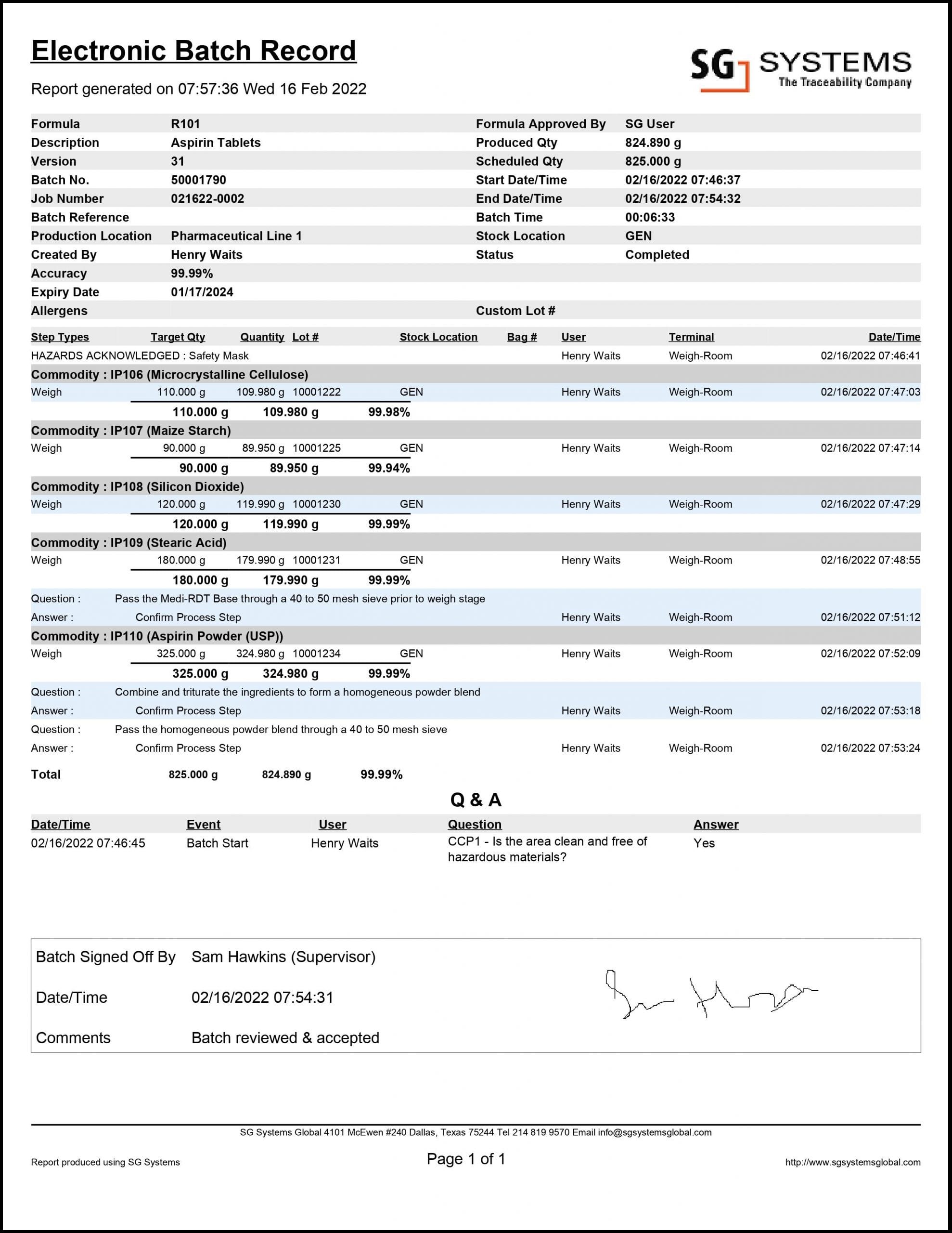Electronic Batch Record - SG Systems Global