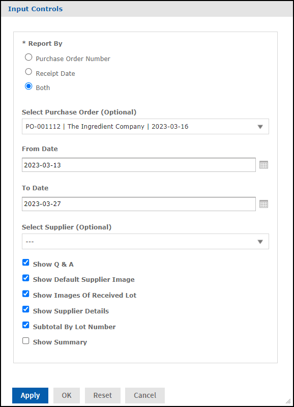 Purchase Order Receipt - SG Systems Global