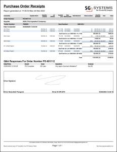 Purchase Order Receipt - SG Systems Global